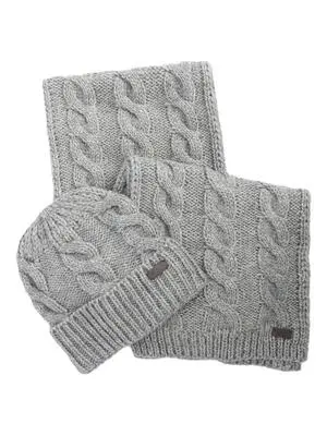 Barbour Cable-knit Scarve Set - Grey
