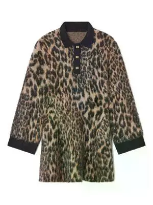 GANNI Leopard-print Button Mini Dress