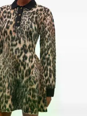 GANNI Leopard-print Button Mini Dress