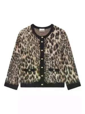 GANNI Leopard-print Button Cardigan