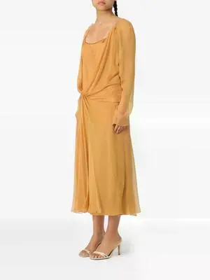 Alberta Ferretti Draped Chiffon Midi Dress