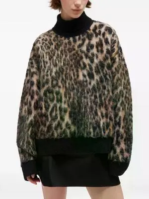 GANNI Leopard-print Turtleneck Sweater - Neutrals