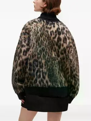 GANNI Leopard-print Turtleneck Sweater - Neutrals