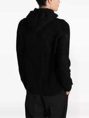 Tagliatore Hooded Ribbed Knit Sweater