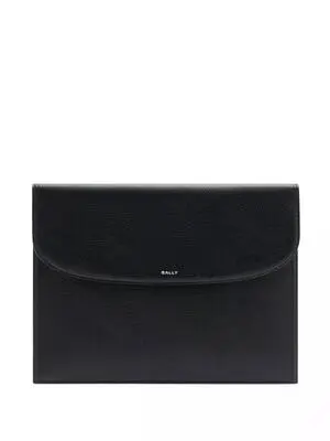 Bally Capitol Grained Leather Flap Clutch Bag - Black