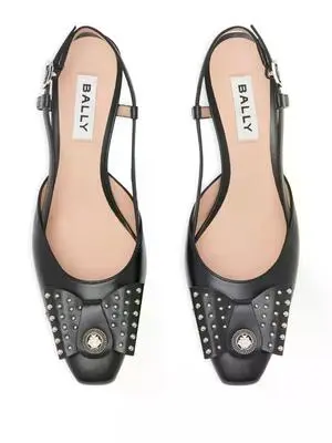 Bally 55mm B-bow Studded Slingback Pumps