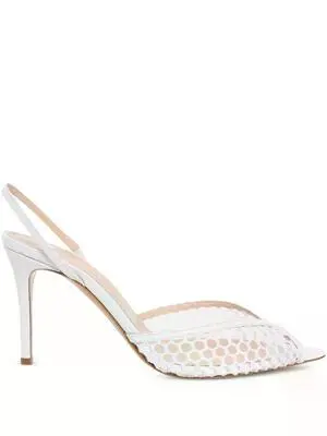 ANDREA WAZEN 85mm Katy Net Slingback Pumps