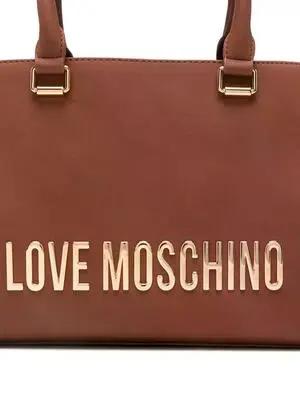 Moschino Tote Bag With Logo Plaque And Detachable Strap