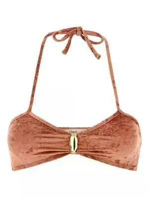 Chloé Velvet Tie Bikini Top - Orange