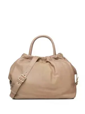 BIASIA Grained Leather Tote Bag With Gathered Handle