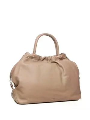 BIASIA Grained Leather Tote Bag With Gathered Handle