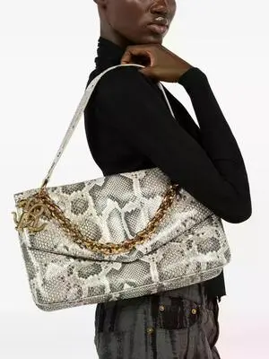 Roberto Cavalli Rock Python Print Chain Shoulder Bag