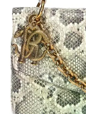 Roberto Cavalli Rock Python Print Chain Shoulder Bag