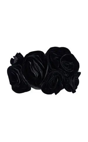 Carolina Herrera Flower-detailed Velvet Strapless Top - Black