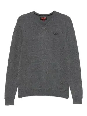 Superdry V-neck Cotton Sweater - Grey
