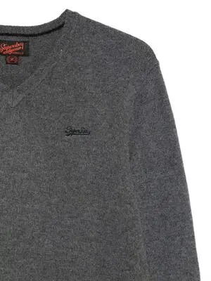 Superdry V-neck Cotton Sweater - Grey