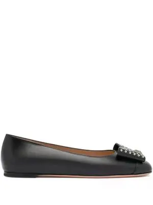 Bally B-bow Studded Leather Ballet Flats