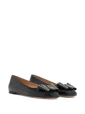 Bally B-bow Studded Leather Ballet Flats