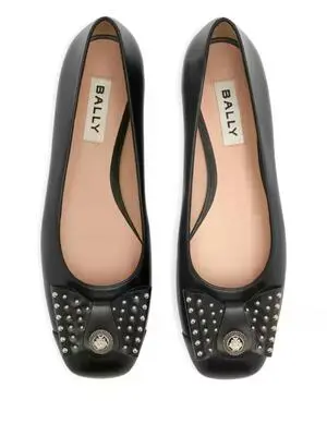 Bally B-bow Studded Leather Ballet Flats