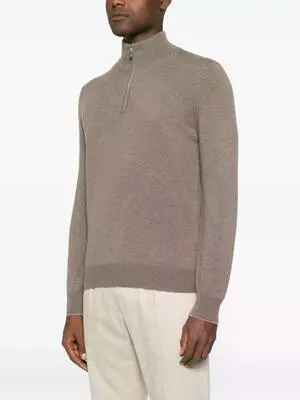 Brunello Cucinelli Cashmere Half-zip Sweater - Brown
