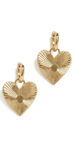 HART Small Ribbed Heart Huggie Earrings - Gold