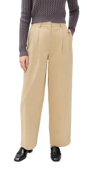 DUNST Double Pleated Wide Chino Slacks