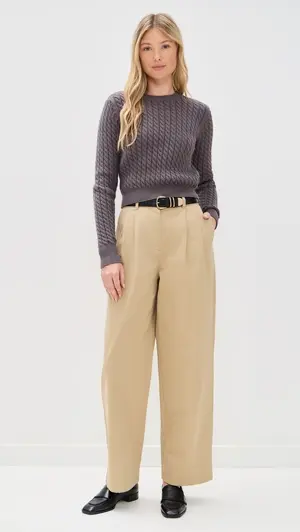 DUNST Double Pleated Wide Chino Slacks