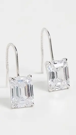 Shashi Emerald Baguette French Hook Earrings