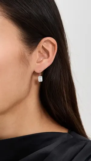 Shashi Emerald Baguette French Hook Earrings
