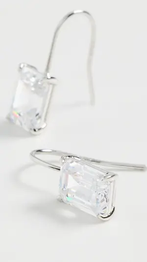 Shashi Emerald Baguette French Hook Earrings