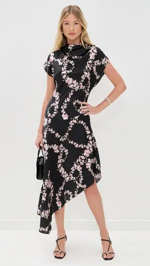 Misa Sally Floral Print Midi Dress
