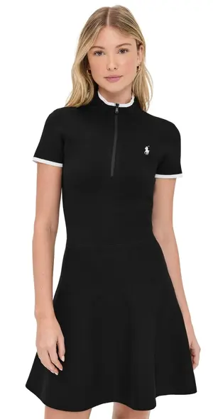 black tennis dress with white trim Cream Yoga main image 0