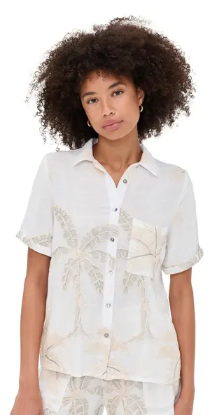 PALMACEA Maya Embroidered Palm Tree Shirt