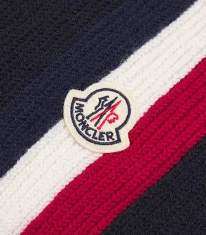 Moncler Virgin Wool Tricolour Scarf - Navy