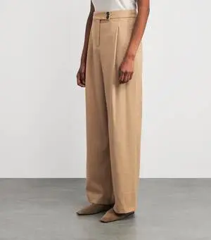 Eleventy Wool-blend Metallic Pleated Trousers