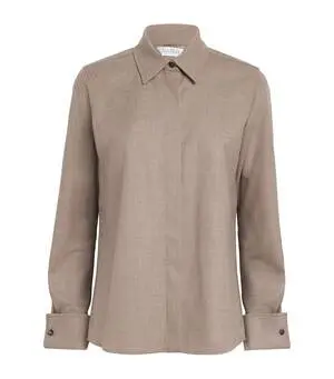 Max Mara Stretch-cashmere Foulé Shirt - Beige