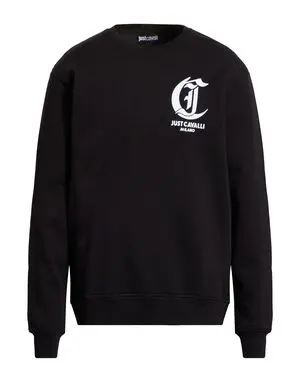 Just Cavalli Cotton Blend Flocked Logo Sweatshirt