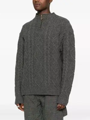 A TENTATIVE ATELIER Cable Knit Half Zip Sweater