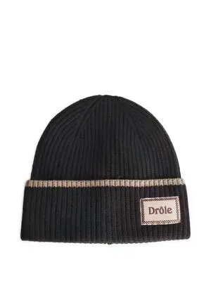 Drole De Monsieur Woven Label Beanie - Black