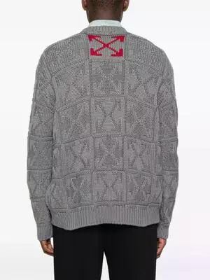 Off-White Patterned Knit Sweater - Grey