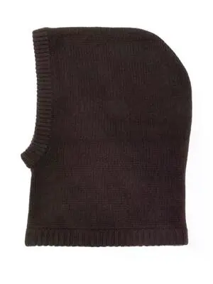 Soft Goat Ribbed Knit Balaclava - Brown