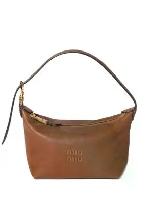 Miu Miu Logo-embossed Shoulder Bag - Brown