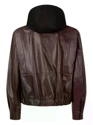 STUDIO TOMBOY Faux-leather Hooded Jacket - Brown