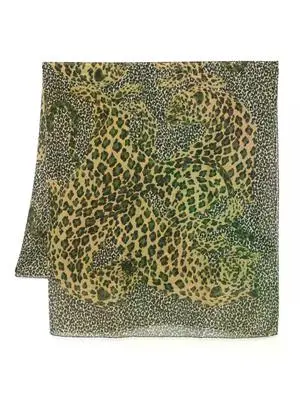 Saint Laurent Leopard-print Scarf - Green