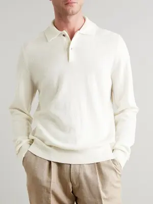 Mr P. Wool And Cashmere-blend Polo Shirt - Neutrals