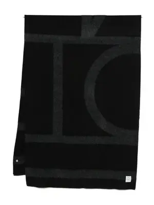 TOTÊME Wool Monogram Scarf - Black