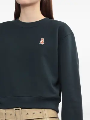Maison Kitsuné Lady Fox Cotton Cropped Sweatshirt