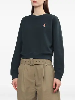 Maison Kitsuné Lady Fox Cotton Cropped Sweatshirt
