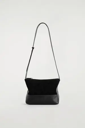 Cos Agenda Suede And Leather Shoulder Bag - Black