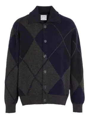BARRIE Argyle-pattern Cardigan - Grey